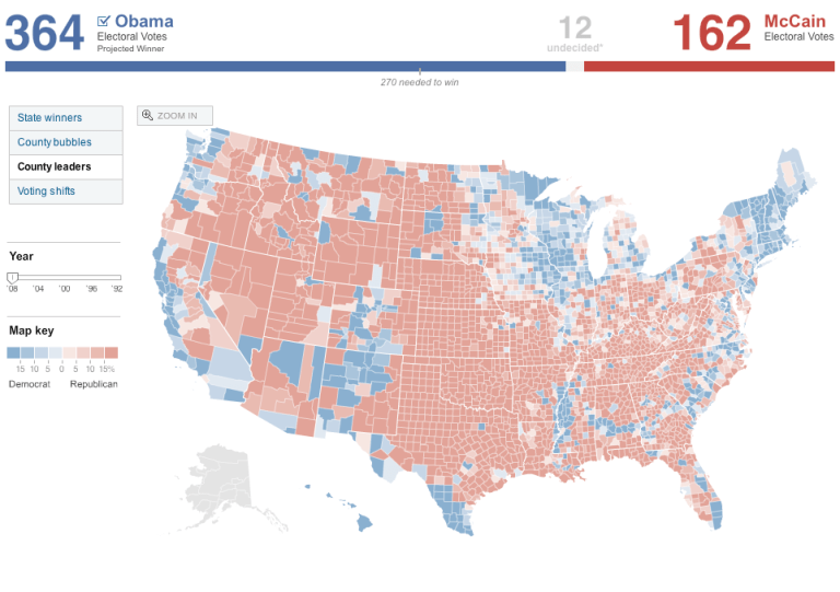 2008 Election Map by County | Psychohistory